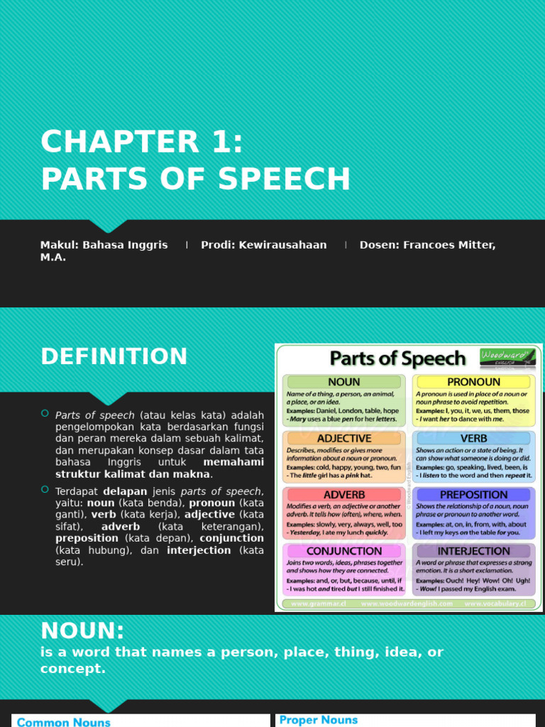 Meeting 1 Parts of Speech | PDF