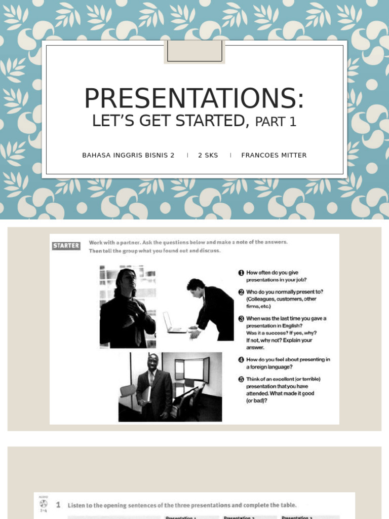 Meeting 1 Let's Get Started Part 1 | PDF