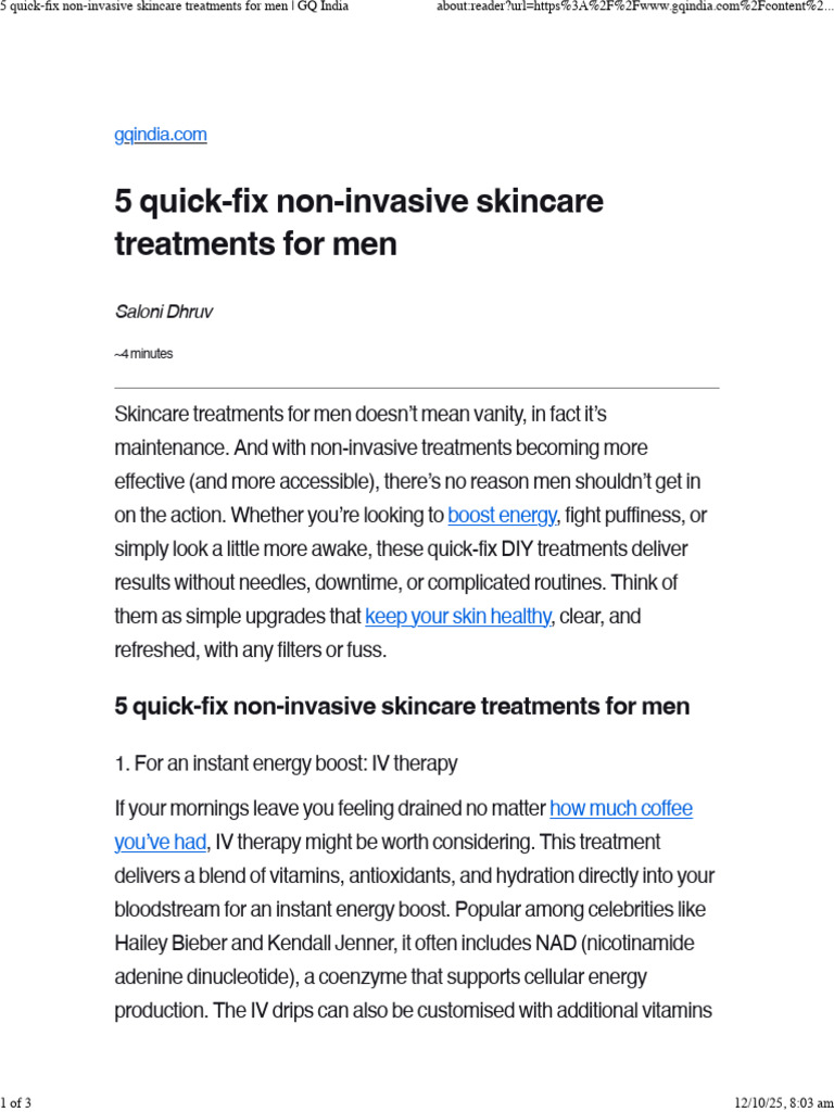 5 Quick-Fix Non-Invasive Skincare Treatments For Men - GQ India | PDF ...