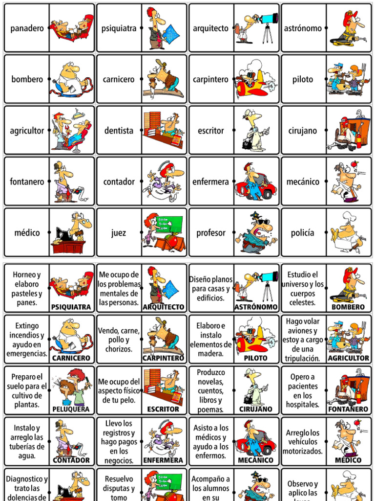 Juego Dominos Las Profesiones Oficios Corregida | PDF