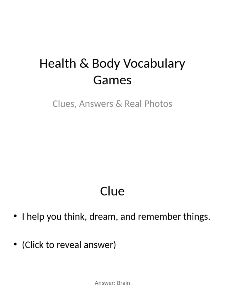 Health Vocabulary Games | PDF