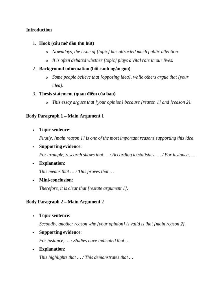 Argumentative Essay Template | PDF | Argument | Reason