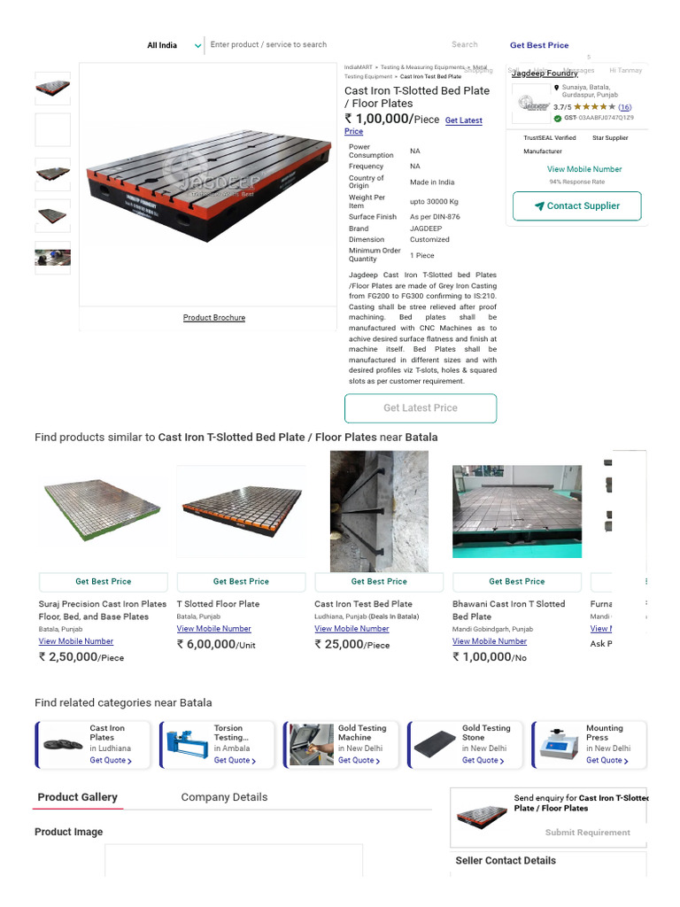 Bed Plate | PDF | Metalworking | Industrial Processes