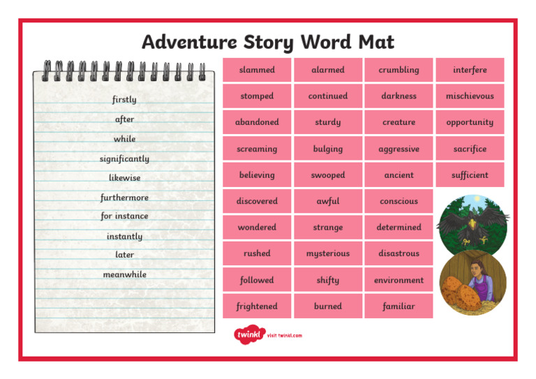 Adventure Story Vocabulary Word Mat | PDF