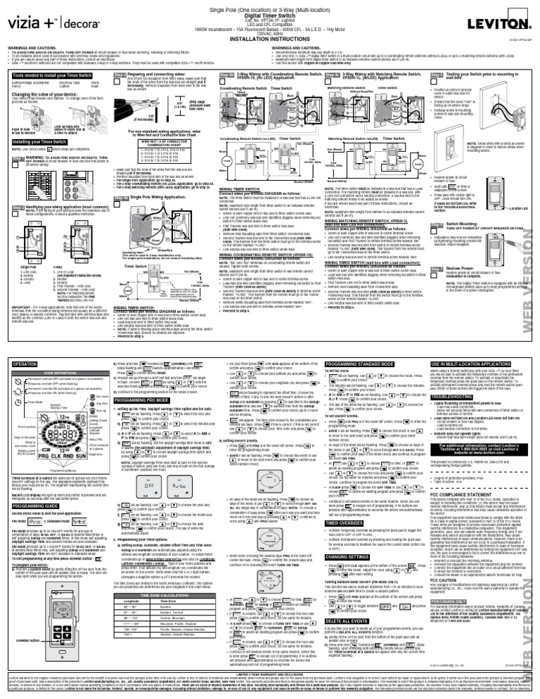 Hardwired Programmable Timer Installation and Operation Instructions ...