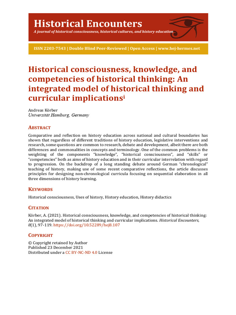 Conciencia Histórica, Competencias y Conocimiento Del Pensamiento ...