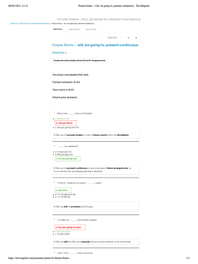 Future Forms: Will, Going To, Continuous | PDF