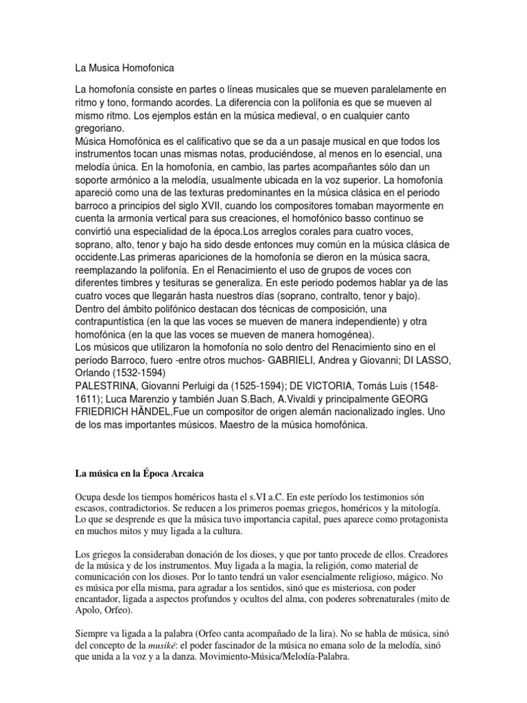 La Musica Homofonica | PDF | Vanguardia | Música clásica