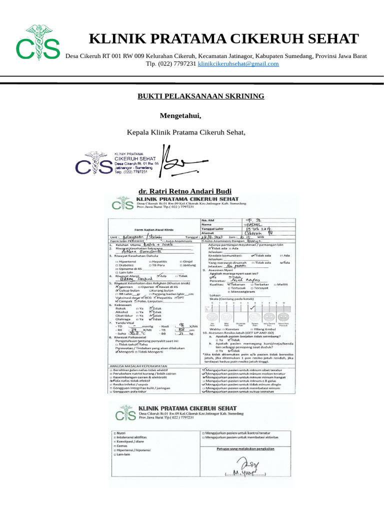 Bukti Pelaksanaan Skrining | PDF