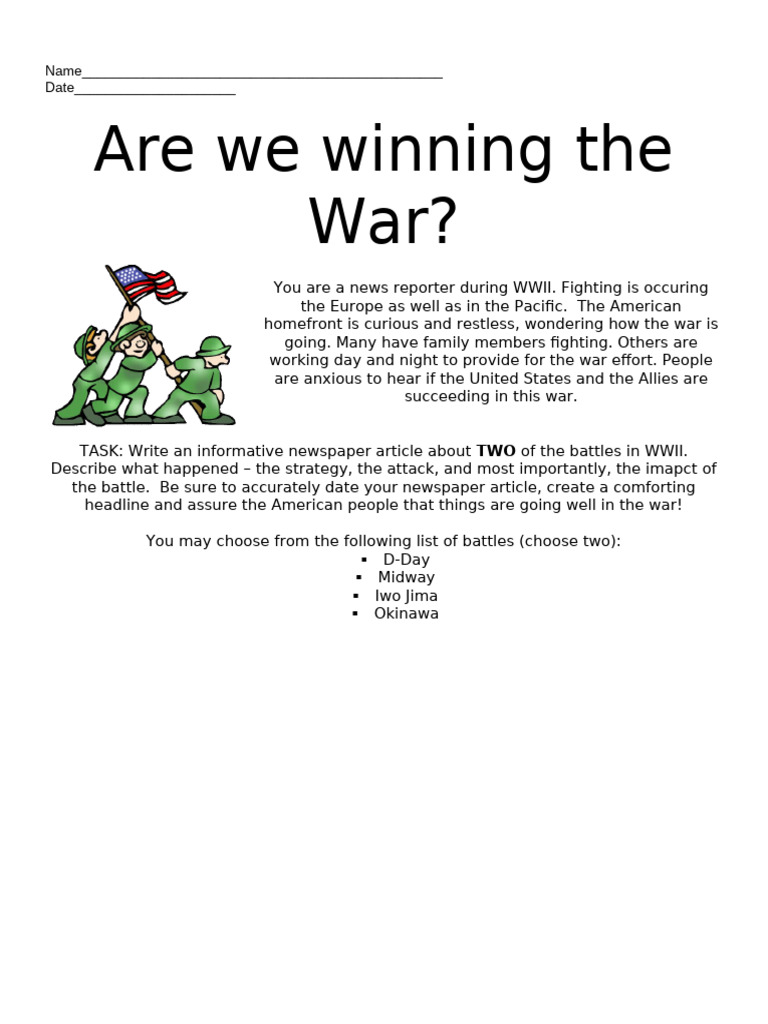 Battles Creative Writing | PDF