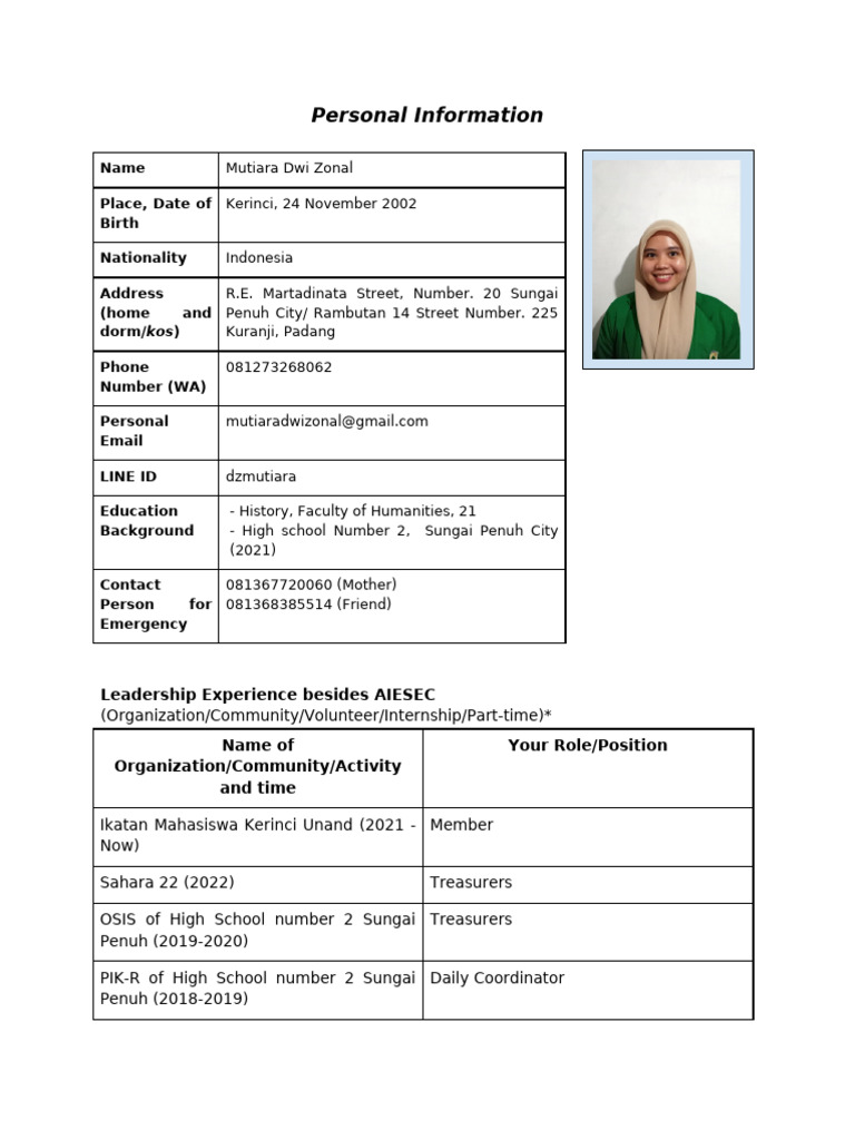CV Template Screening JA UNAND 2022 | PDF