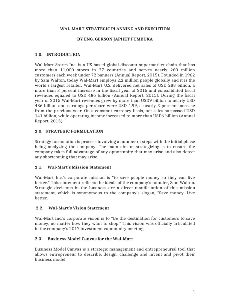 Wal-Mart Strategic Planning Overview | PDF | Walmart | Business Model