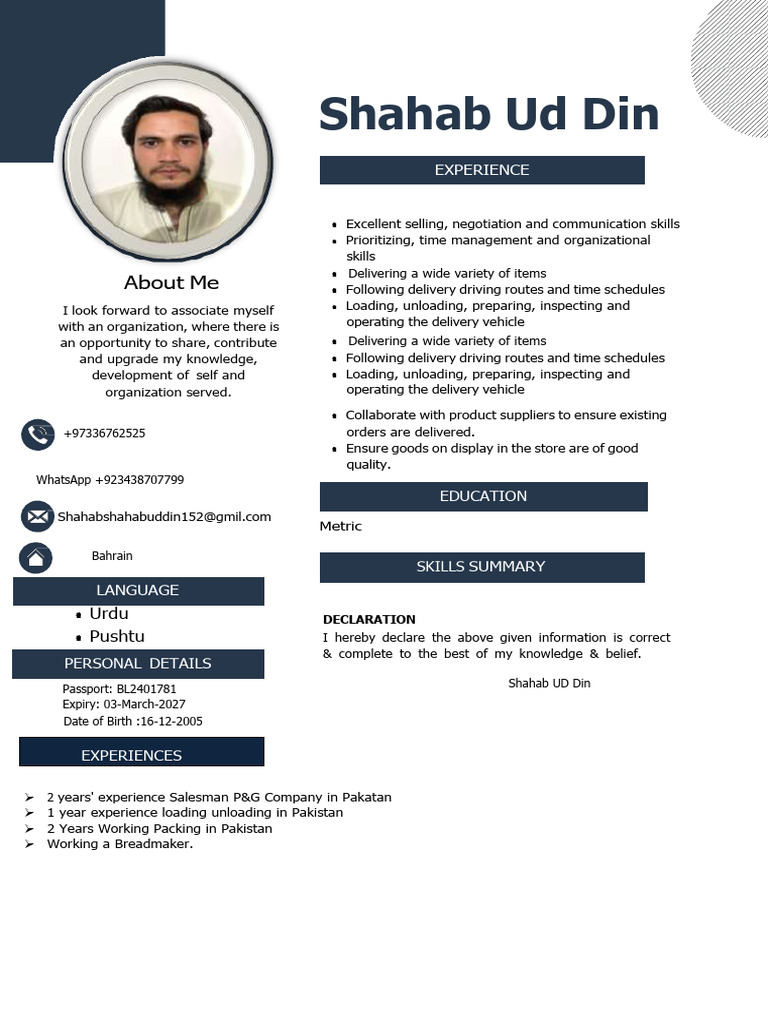 Shahab Ud Din CV | PDF
