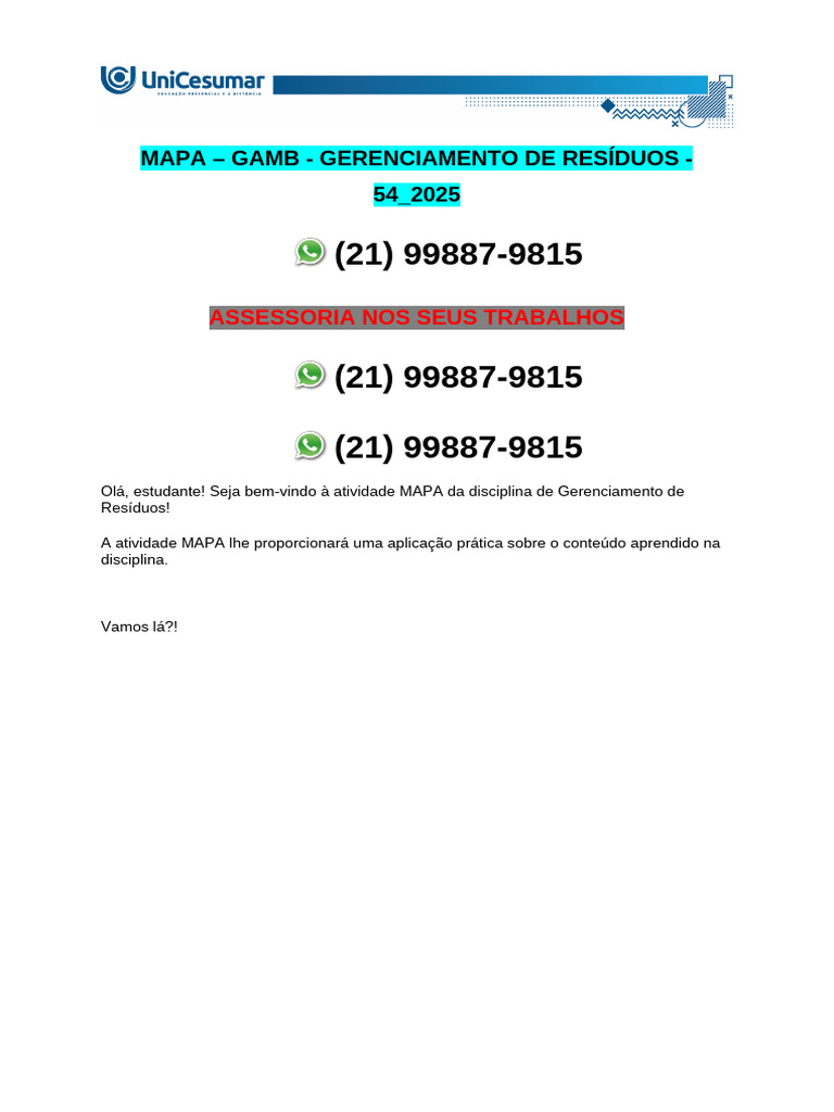 Mapa - Gamb - Gerenciamento de Resíduos - 54 - 2025 | PDF | Desperdício ...
