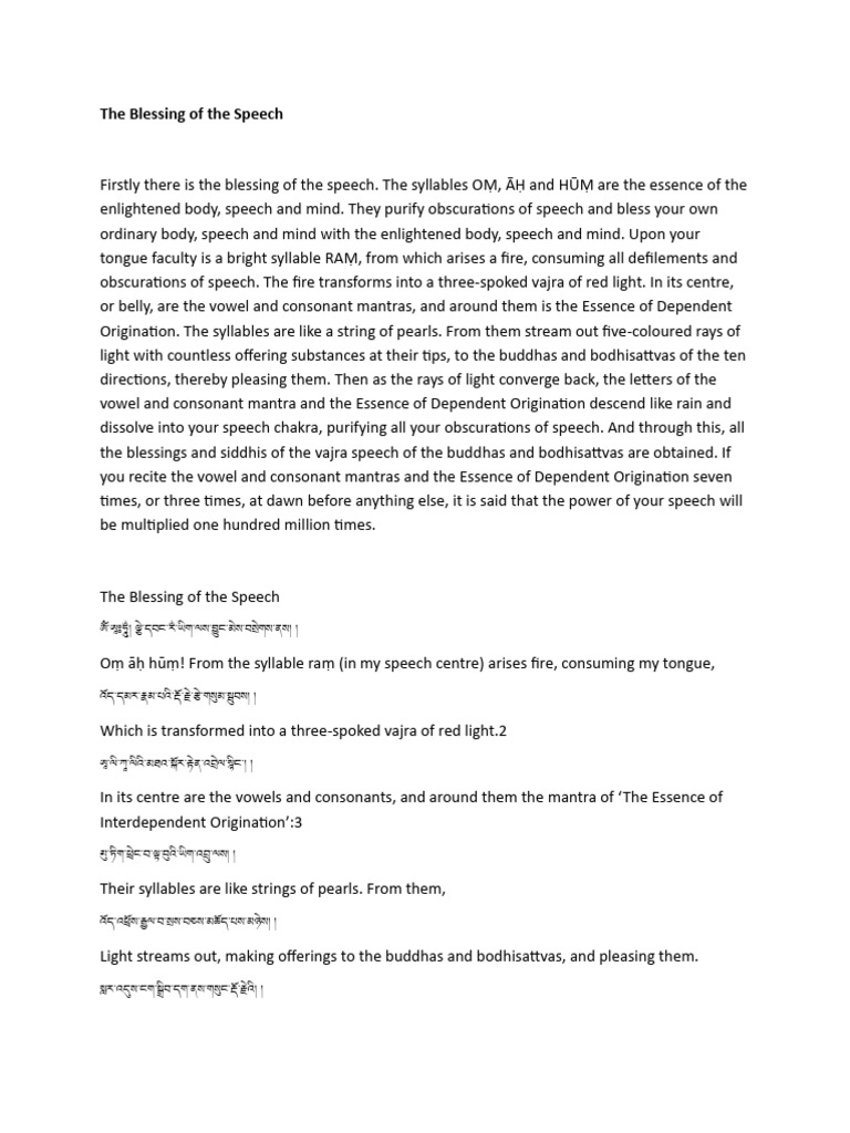 Blessing of Speech | PDF