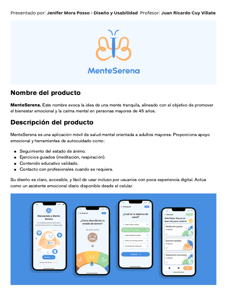 MenteSerena: Bienestar Emocional para Mayores | PDF | Vejez | Salud mental