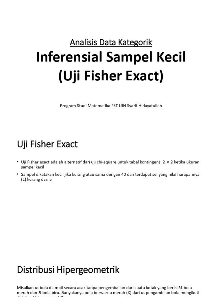 Uji Fisher Exact untuk Data Kategorik | PDF