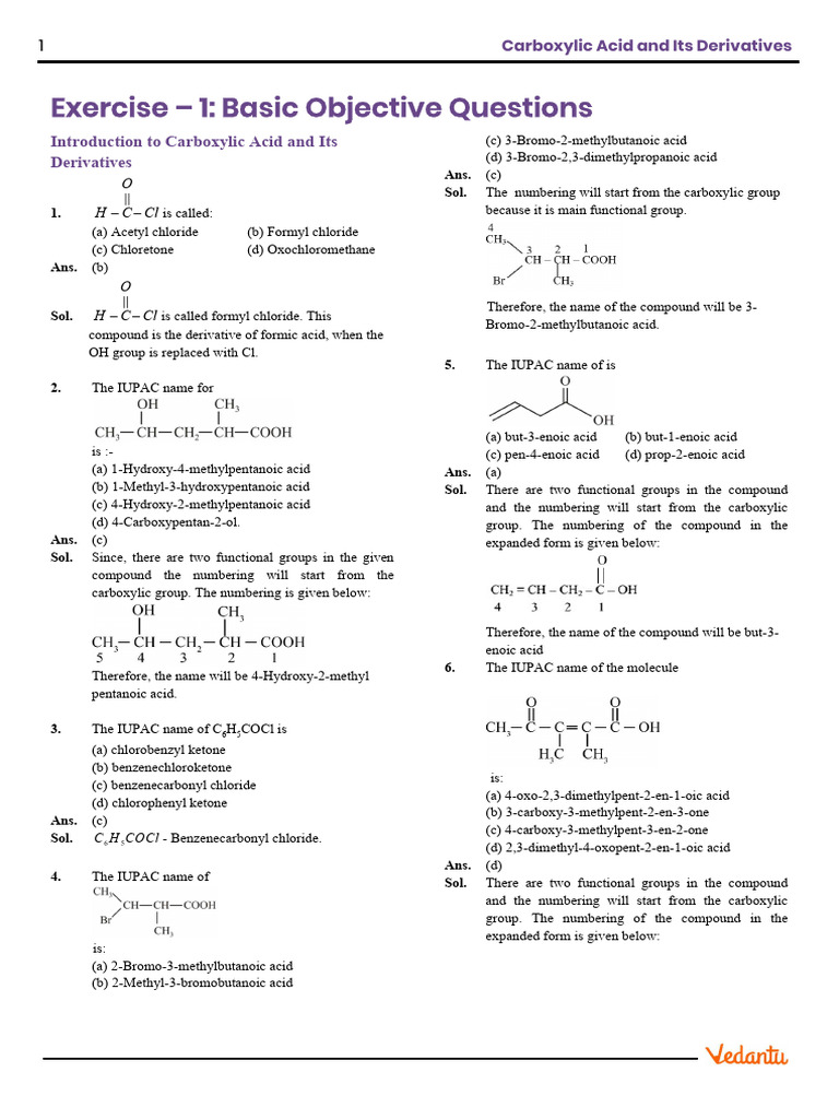 Carboxylic Acids & Derivatives NEET EX 1 | PDF | Acid | Carboxylic Acid