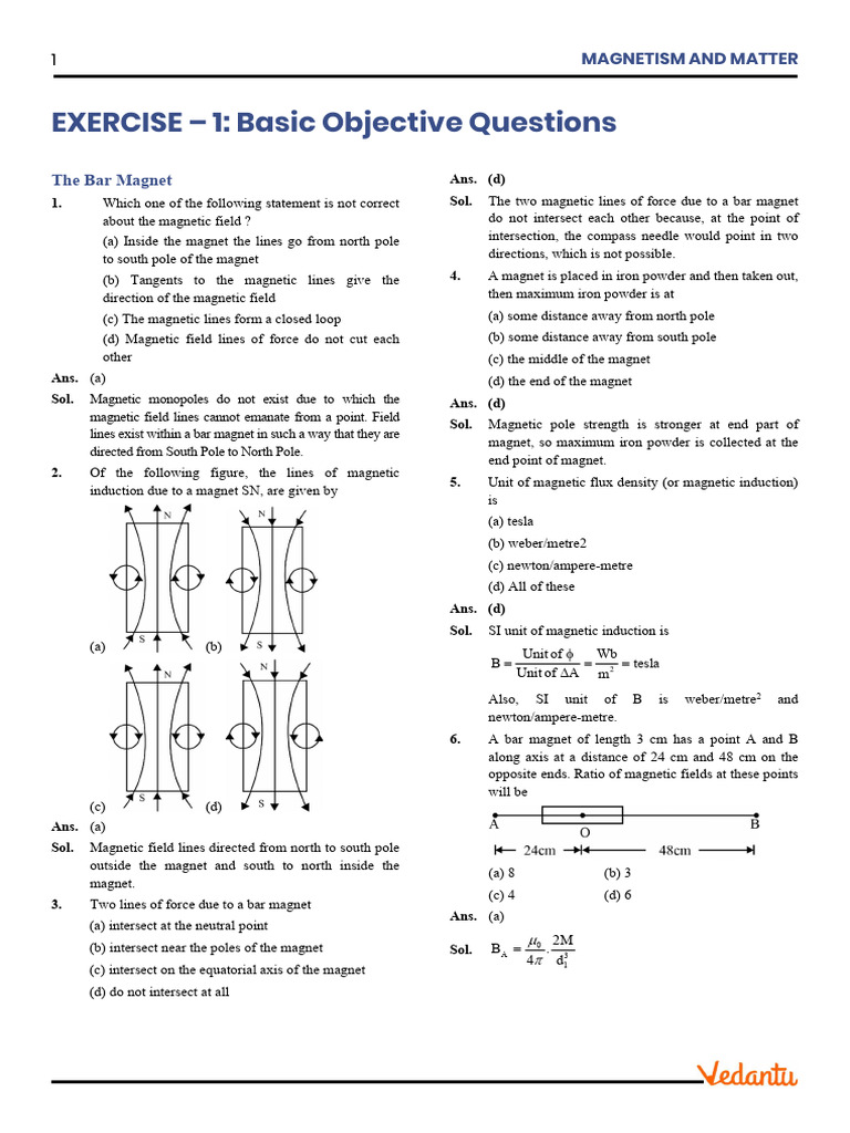 Magnetism and Matter Ex-1 | PDF | Magnetism | Magnetic Field
