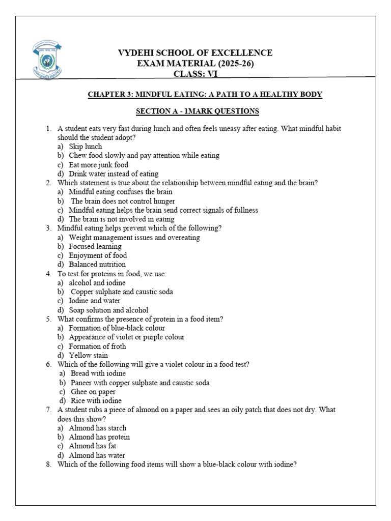 Science Ch3 Exam Material | PDF | Nutrients | Vitamin