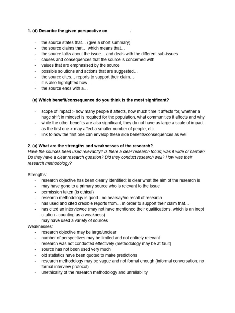 IGCSE Global Perspectives Answer Guide | PDF | Methodology | Argument