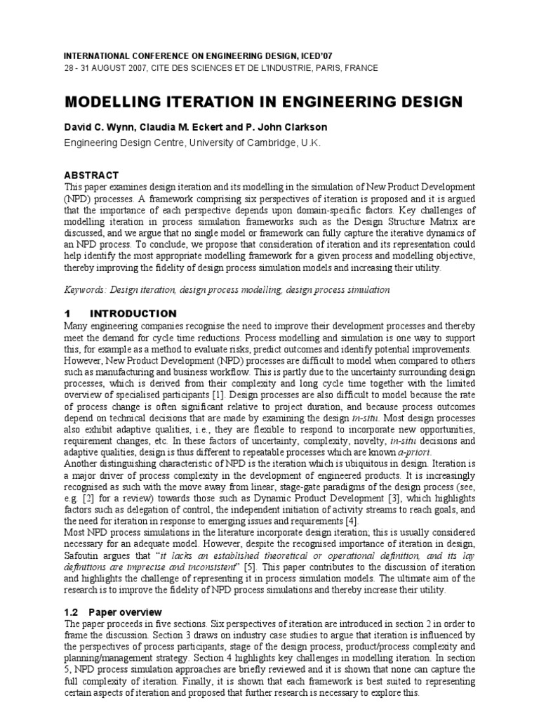 Modeling Iteraction in Engineering Design | PDF | Simulation | Design