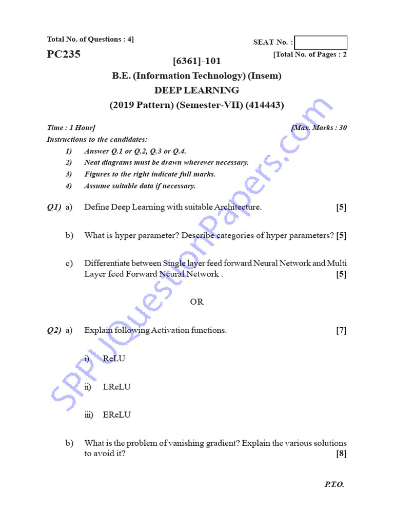 Be Information Technology Engineering Semester 7 2024 October Deep ...