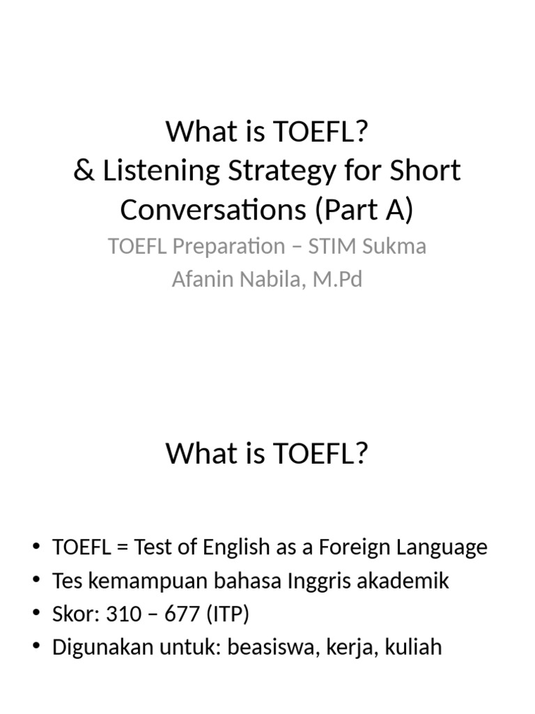TOEFL Listening PartA | PDF