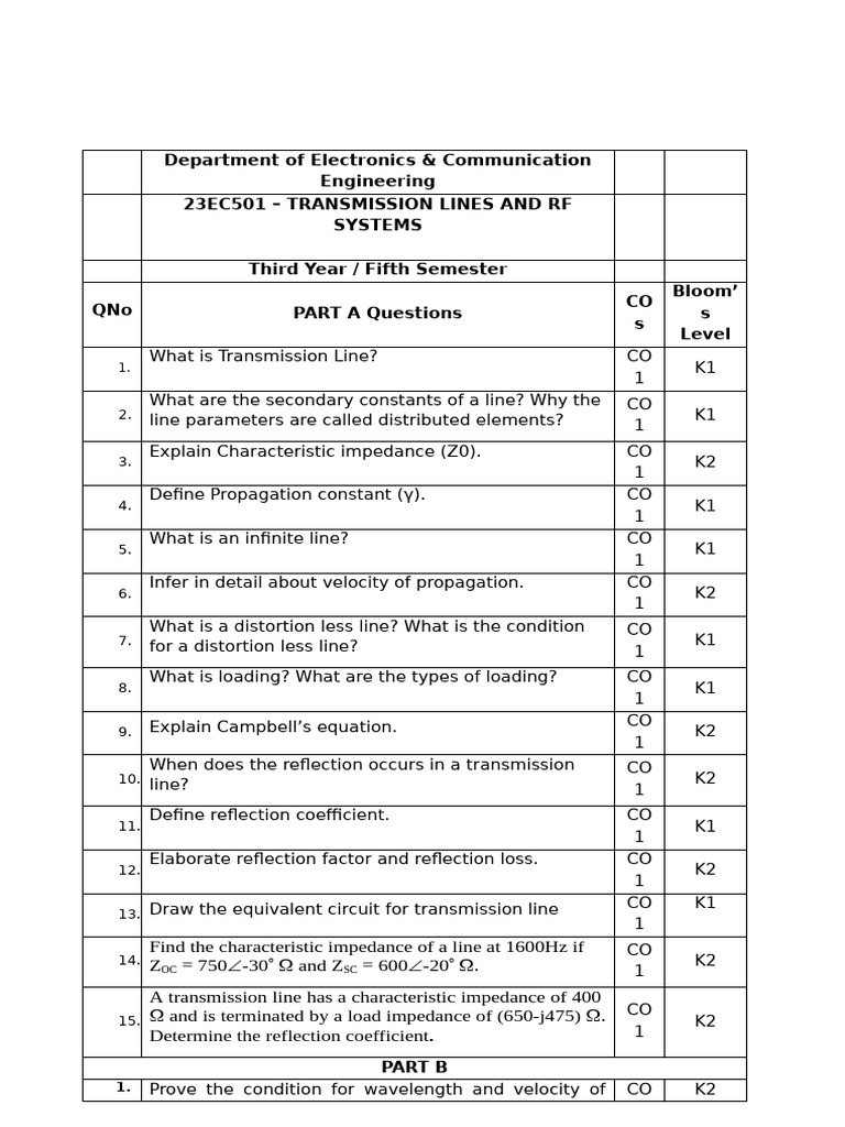 Transmission Lines and RF Systems Guide | PDF | Transmission Line ...