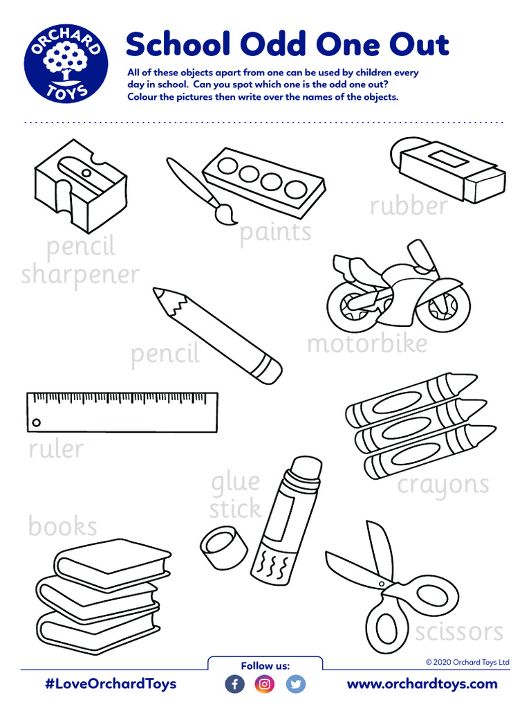 School Odd One Out Activity Sheet | PDF