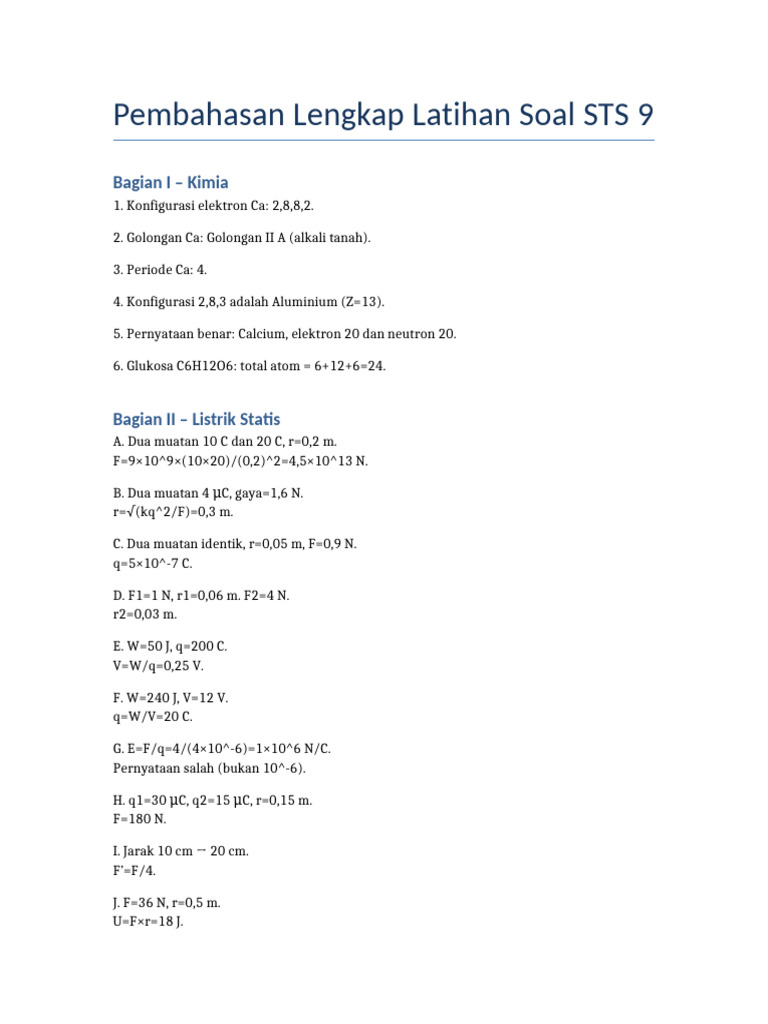 Pembahasan Latihan Soal STS9 | PDF