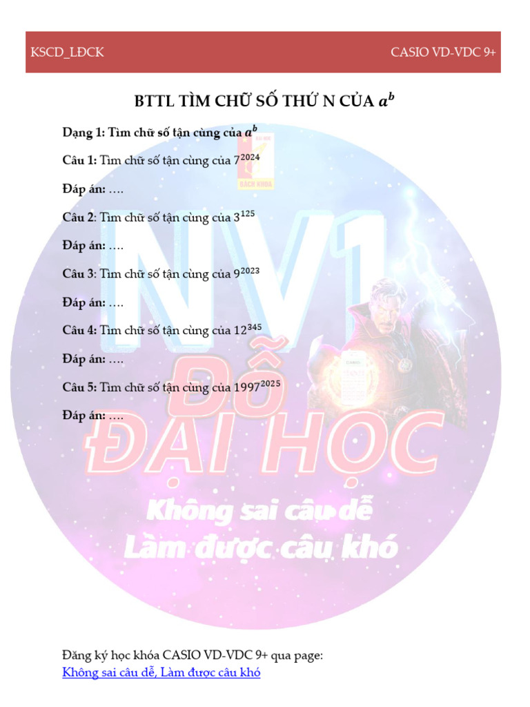 BTTL TÌM CHỮ SỐ THỨ N CỦA a^b | PDF