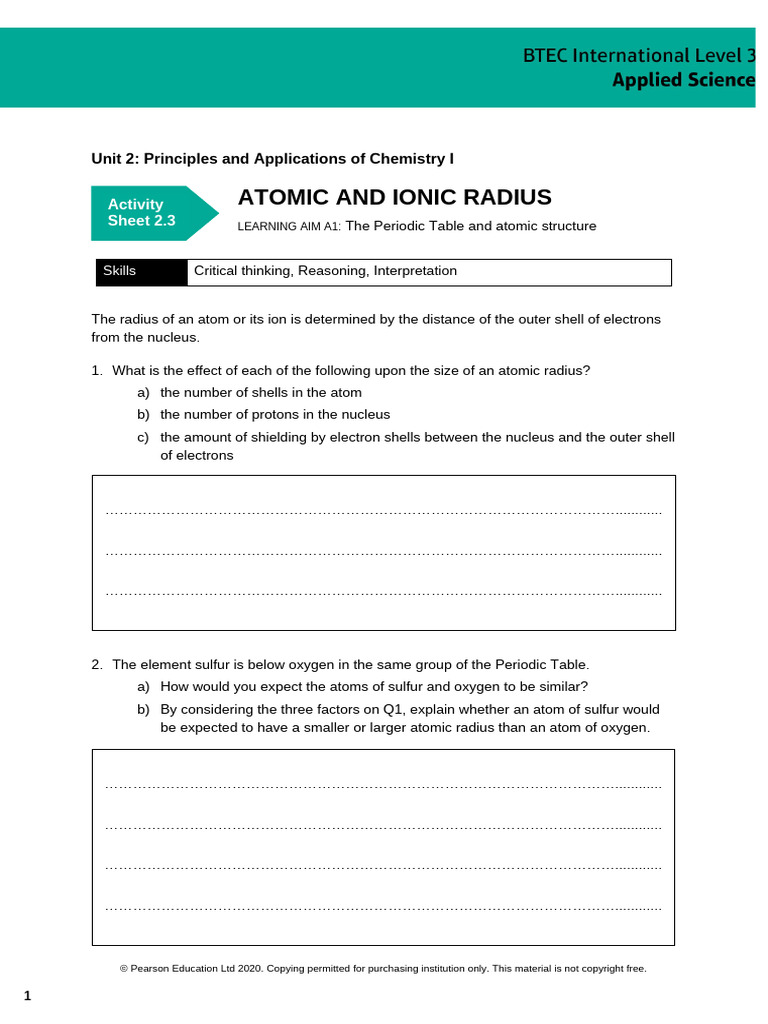 Atomic and Ionic Radius Explained | PDF | Ion | Atoms