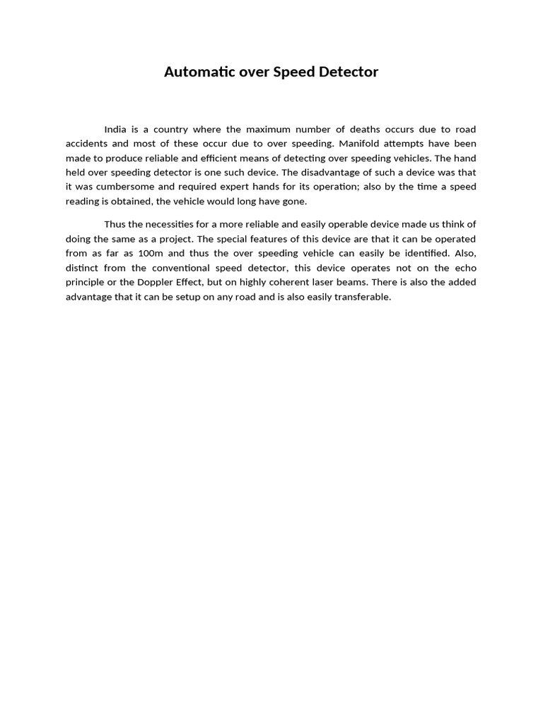 Automatic Over Speed Detection Device | PDF