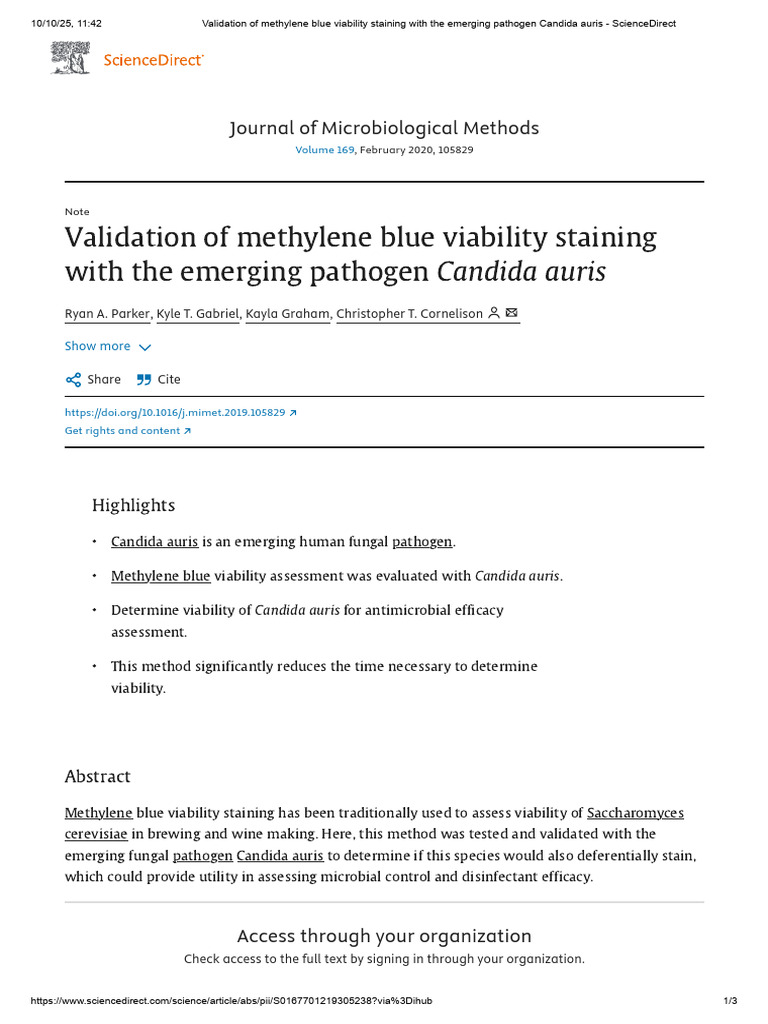 Methylene Blue Staining for Candida auris | PDF | Staining | Microbiology