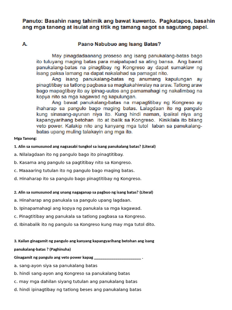 Mga Tanong | PDF