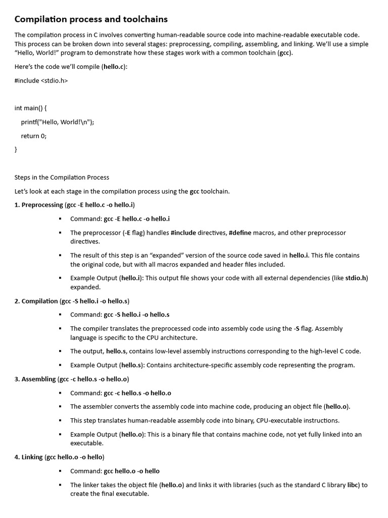 C Compilation Process with GCC Explained | PDF | Software Engineering ...