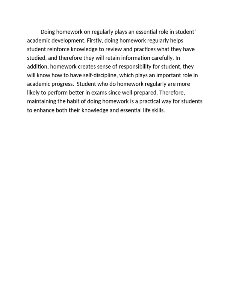 Doing Homework On Regularly Plays An Essential Role in Student | PDF