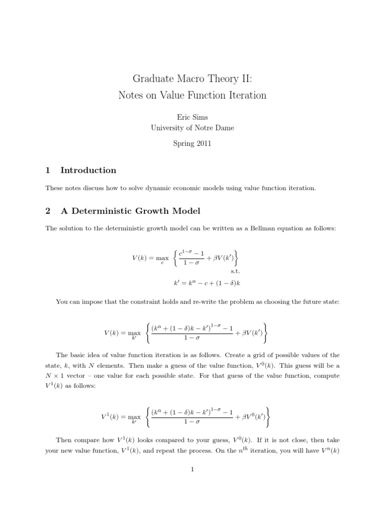 Value Function Iteration For Solving Dynamic Economic Models An
