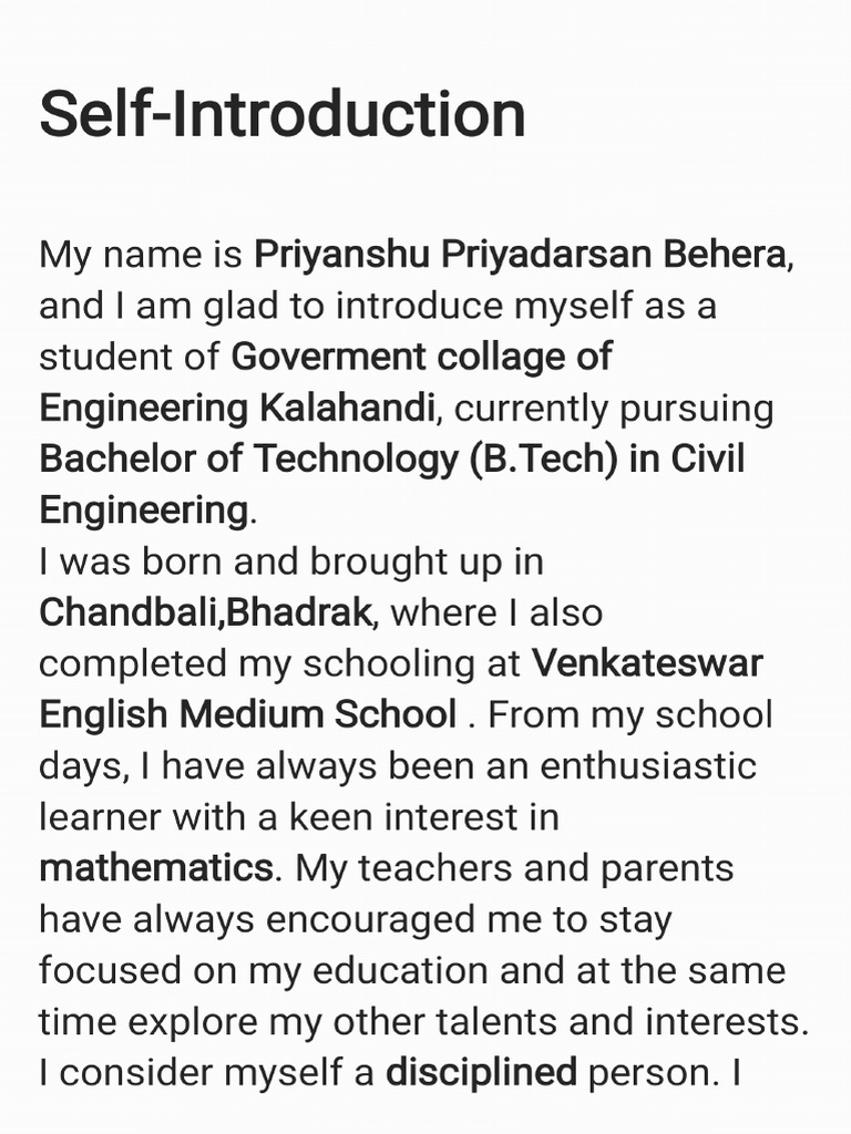 Self Introduction | PDF