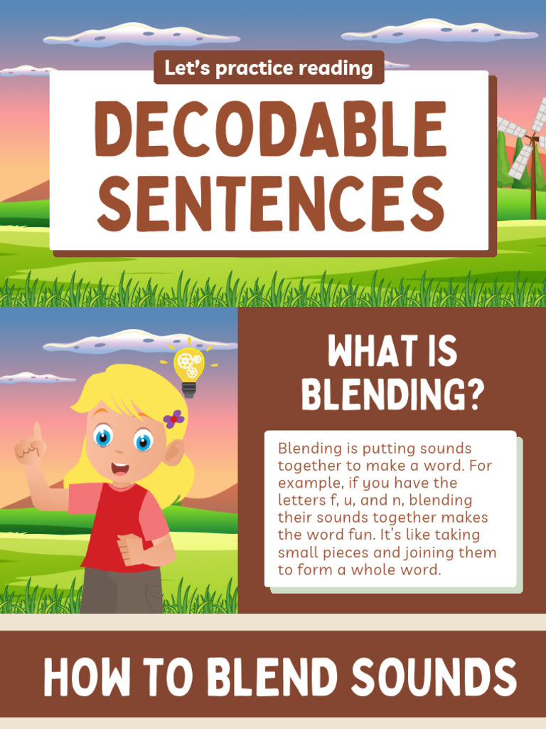 Phonics Decodable Sentences Presentation in Colorful Illustrative Style ...