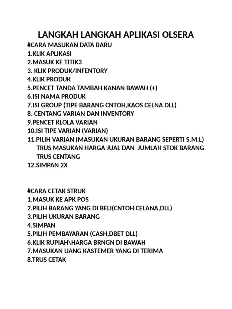 Panduan Lengkap Aplikasi OLSERA | PDF