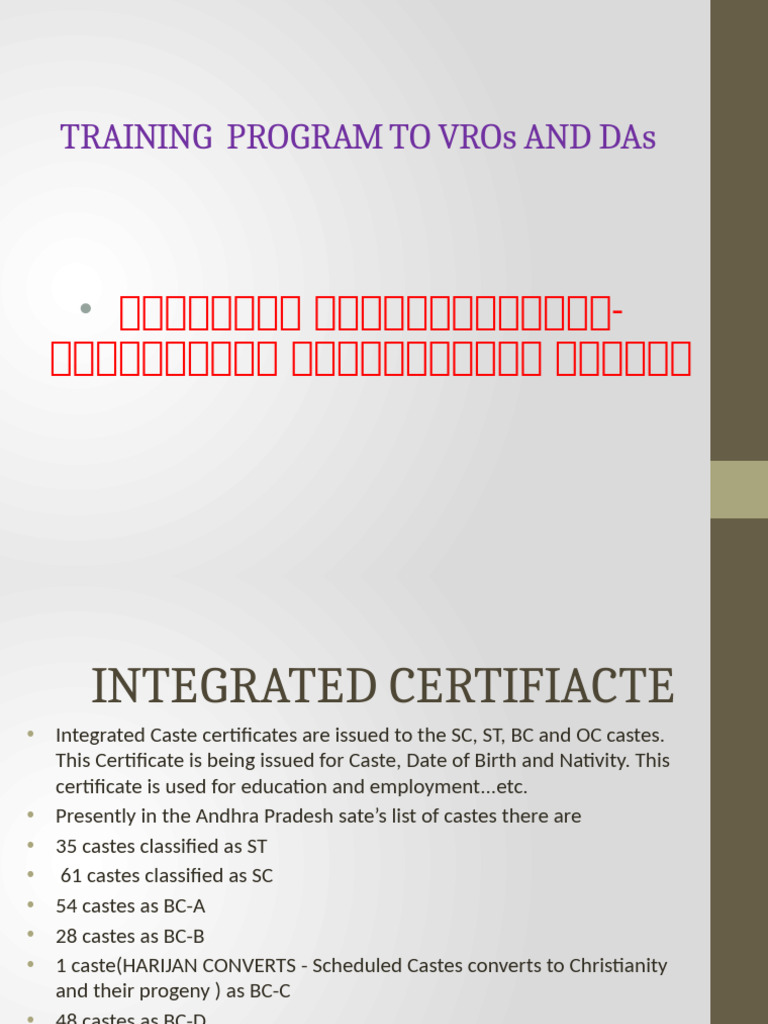 Andhra Pradesh Caste & Income Certificate Guide | PDF | Government Of ...