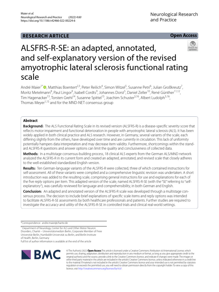 Adapted ALSFRS-R Scale for ALS Assessment | PDF