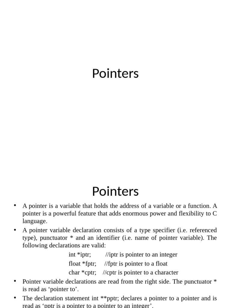 Understanding Pointers in C Language | PDF | Pointer (Computer ...
