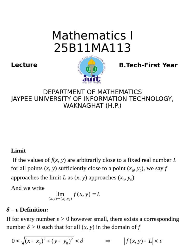 Lecture - Limit Continuity | PDF | Limit (Mathematics) | Mathematical Analysis