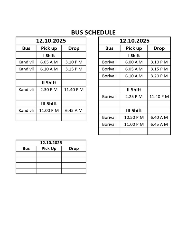 12-10-2025 Bus Schedule | PDF