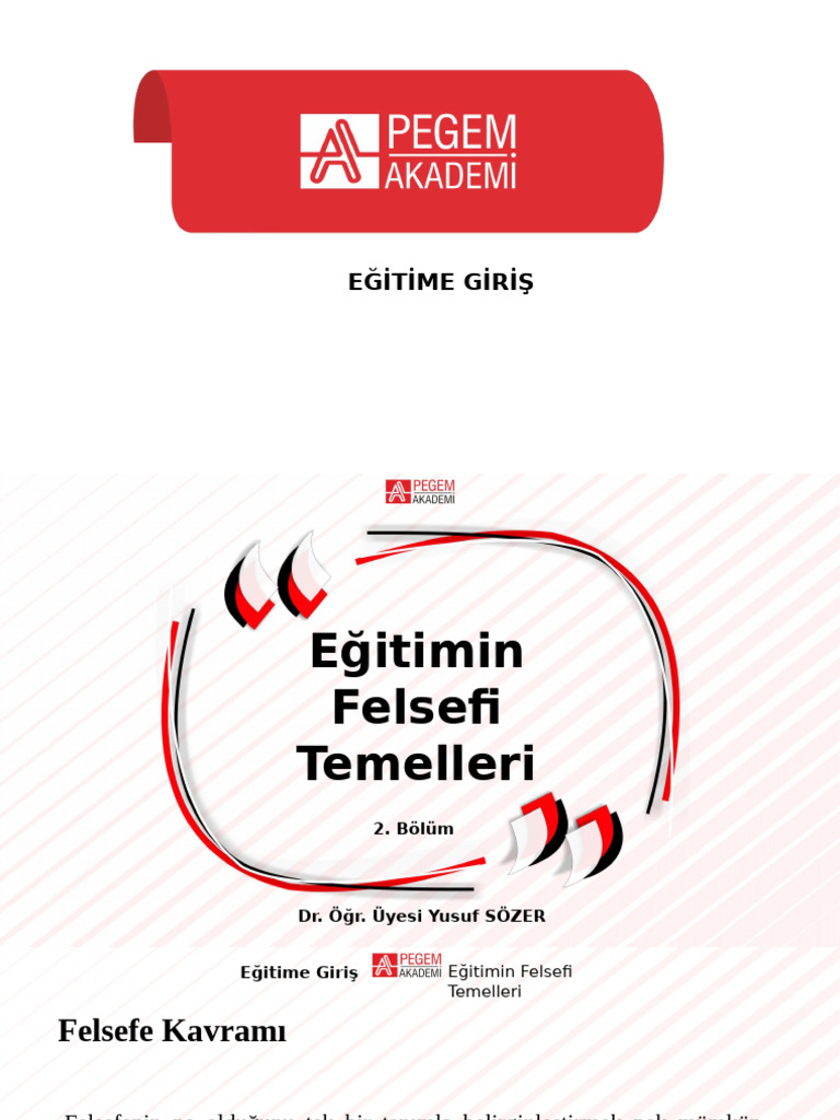 Bölüm 2 Eğitimin Felsefi Temelleri | PDF