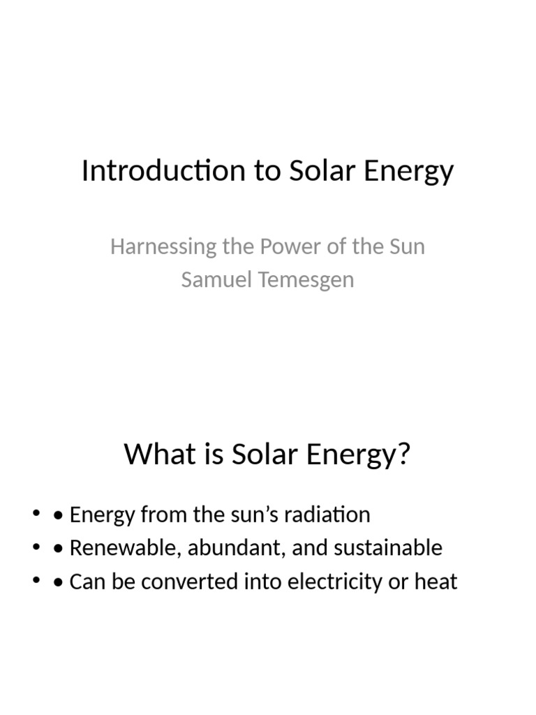 Introduction To Solar Energy-1 | PDF