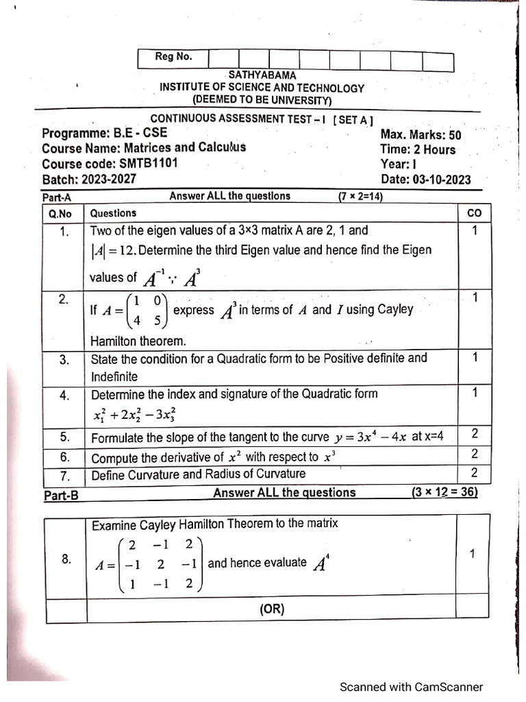 Matrices and Calculus | PDF